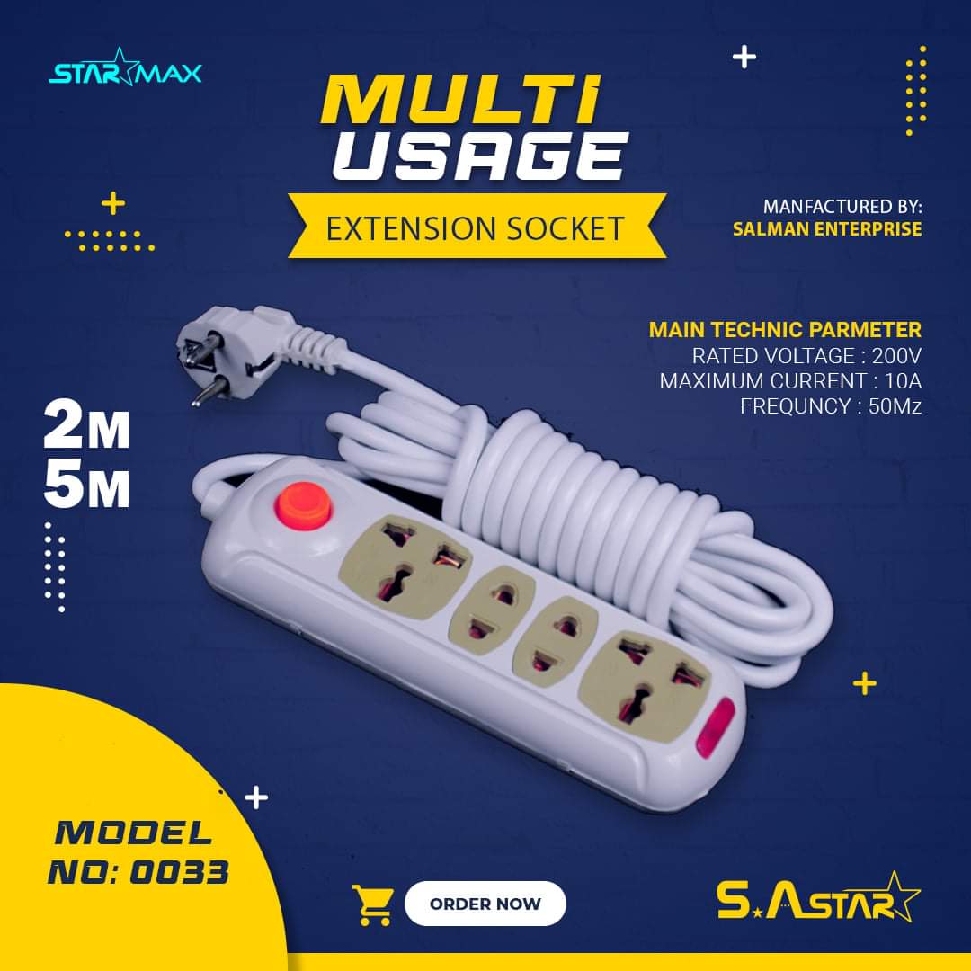 Multi Plug 0033 Multiplug 4 Port Extention Socket 5Mtr Cable | Daraz.com.bd