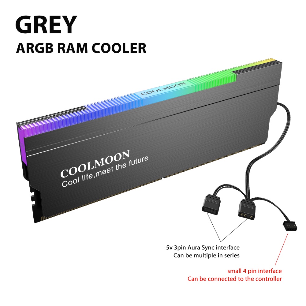 COOLMOON DDR1 DDR3 DDR4 RGB RAM Cooling Heatsink 5V 3PIN ARGB AURA SYNC ...