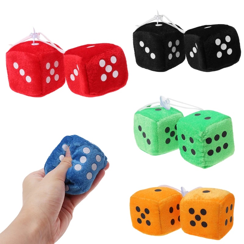 2 Pcs (6cm/4cm) Car Hanging Dices Fuzzy Dice for Rear View Mirror ...