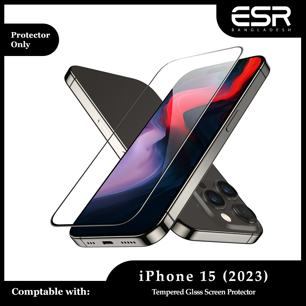 iPhone 15 Tempered Glass Screen Protector, ESR Tempered Glass Screen ...