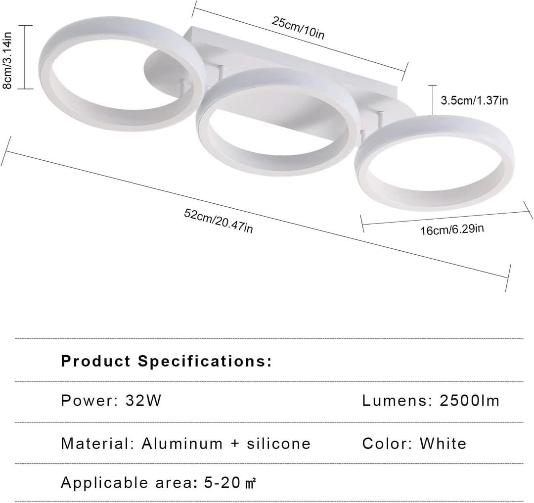 3 Rings LED Ceiling Light, 32W LED Ceiling Spotlight, LED Ceiling Light ...
