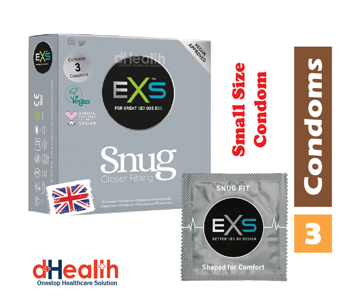 Exs Snug Condom Small Size Condom Fit Condom Closer Fitting Condom Tight Fit Condom Single