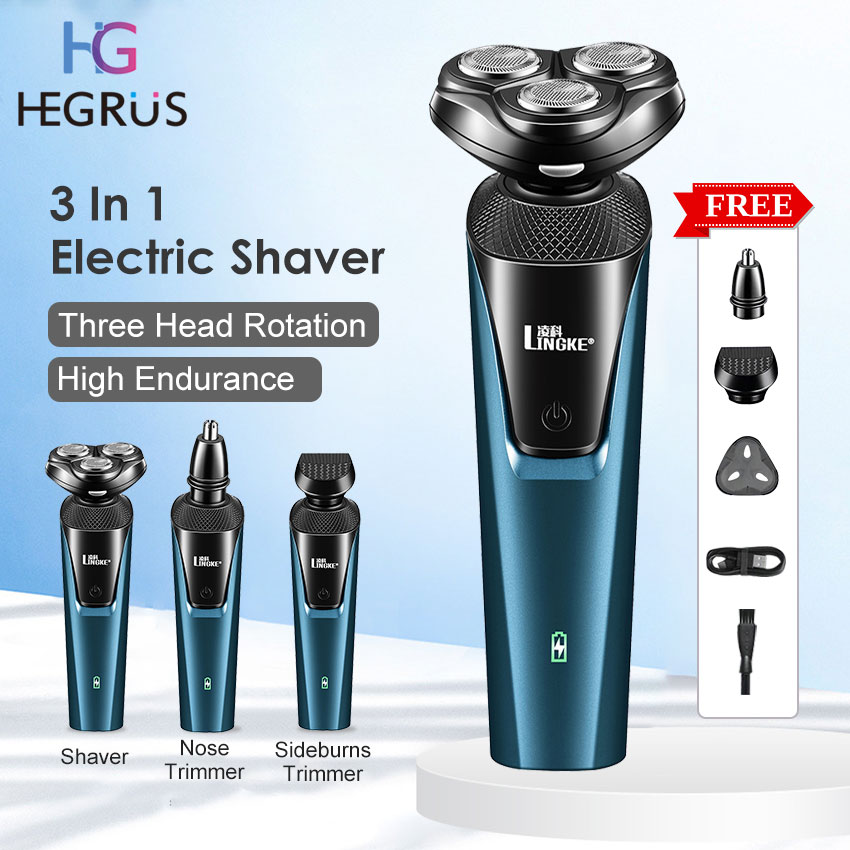 HEGRUS Trimmer Electric Shaver Trimmer For Men Rotary Razor 3 in 1 ...