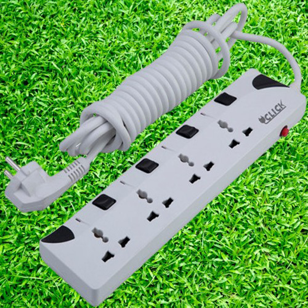 CLICK Safe 4 Point Multiplug Extension Cord 4skt Port Multi Plug Socket
