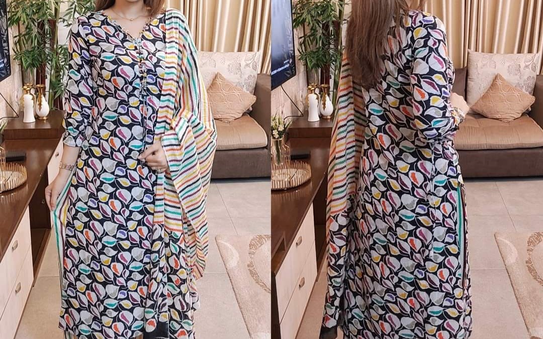 Unstitched Cotton Afsan Print Three Piece For Women - Dress For Girls