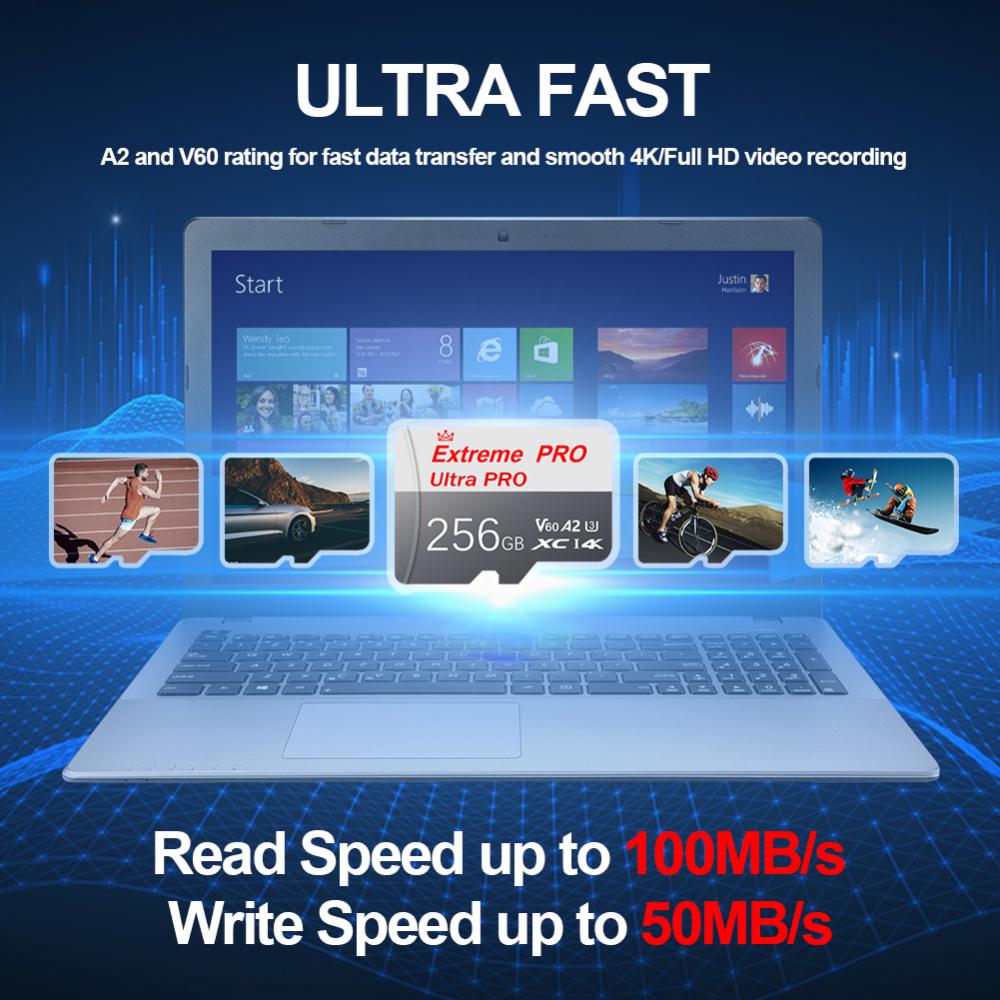 Memory Card Mini 128GB Micro TF SD Card Class 10 256GB U3 4K Ultra High ...