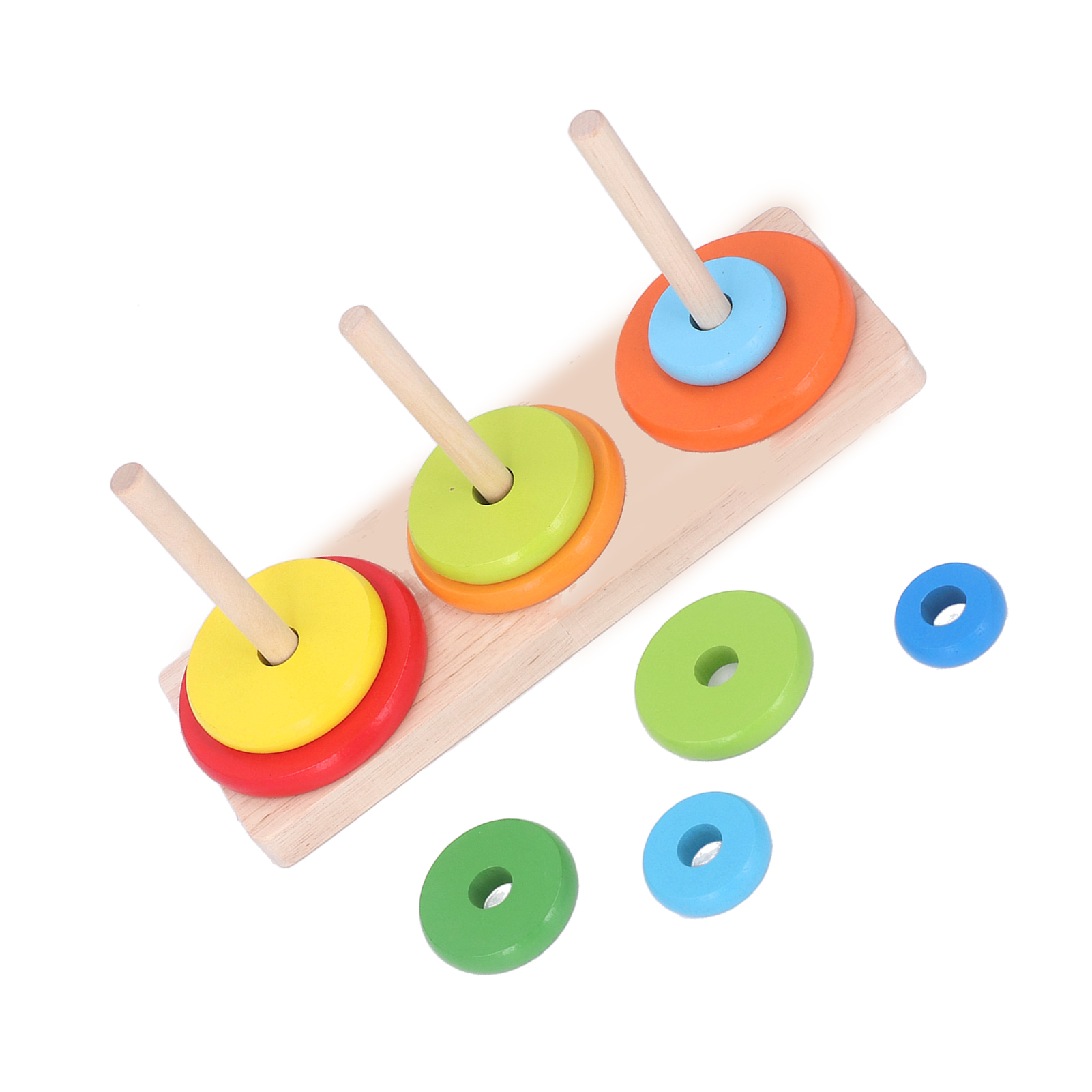 Stacking Tower Toy, Wooden Stacking Rings Shape Sorting Preschool ...