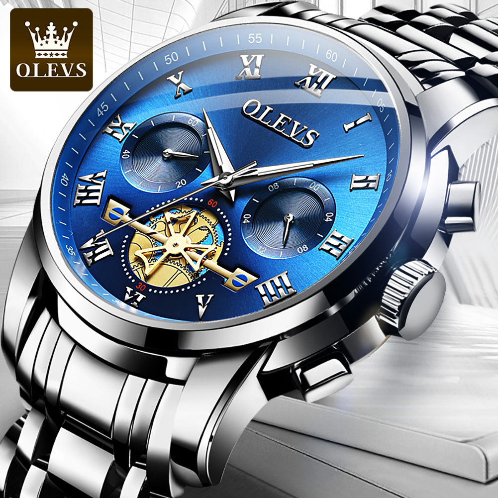 Olevs 2859 Fashion Two Tone Stainless Steel Chronograph Wrist Watch For ...