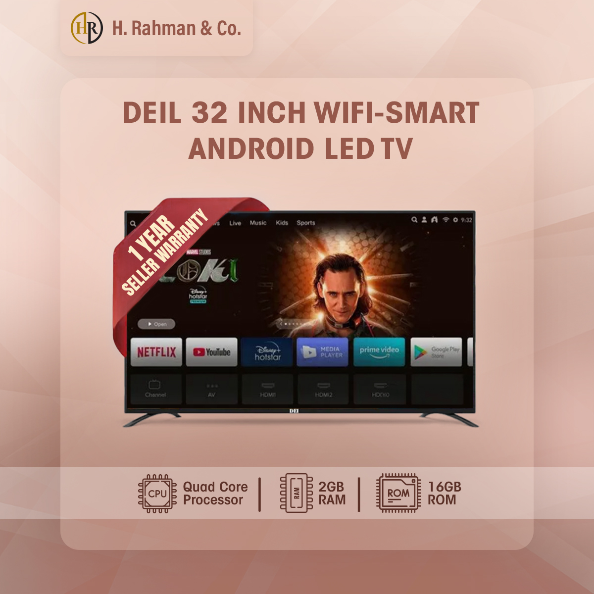 DEIL 32 Inch WIFI-Smart 4K Android LED Television - A Grade Quality ...