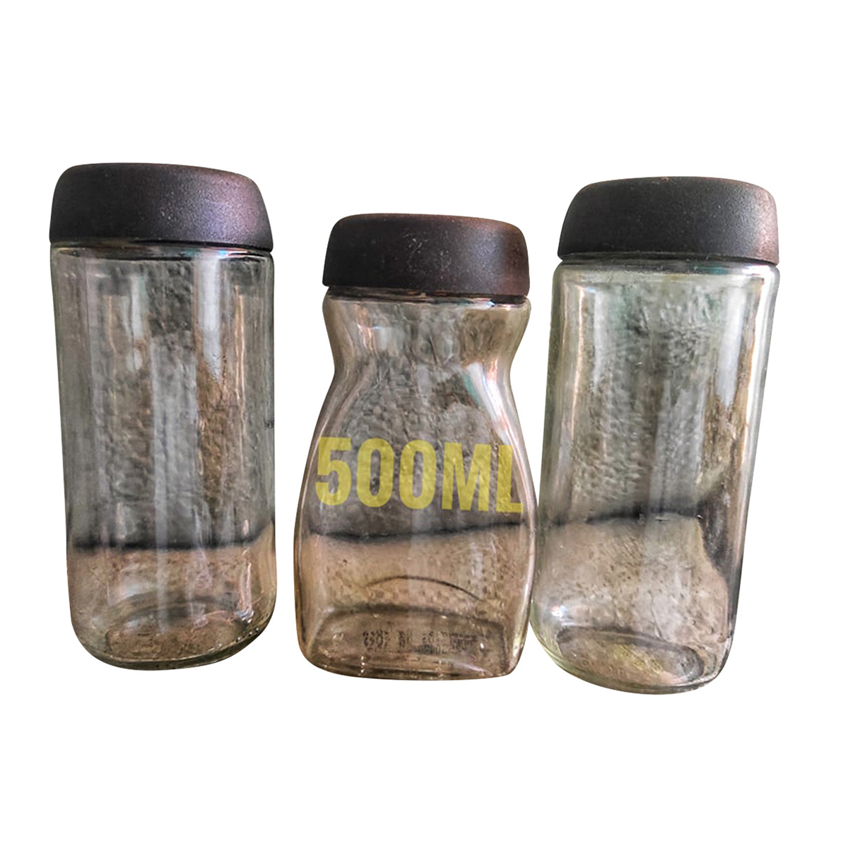3 Piece Glass Coffee Jar Set 500ml, Premium Quality, Durable, Airtight ...