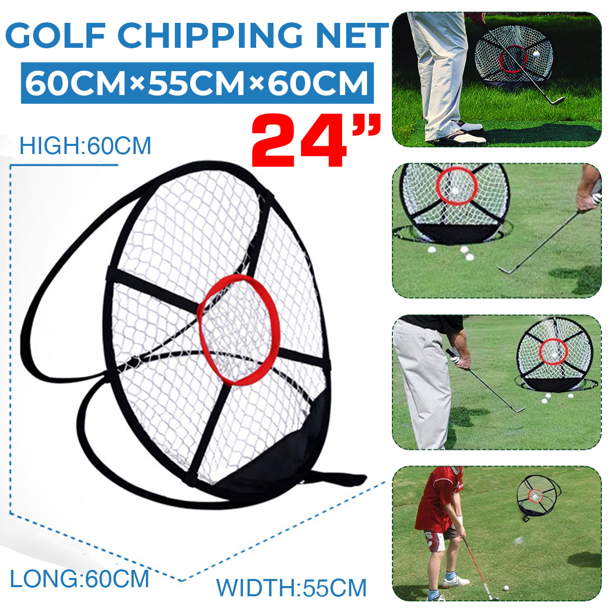 Optional 24inch Foldable Golf Chipping Training Net Golf Beginners Golf ...