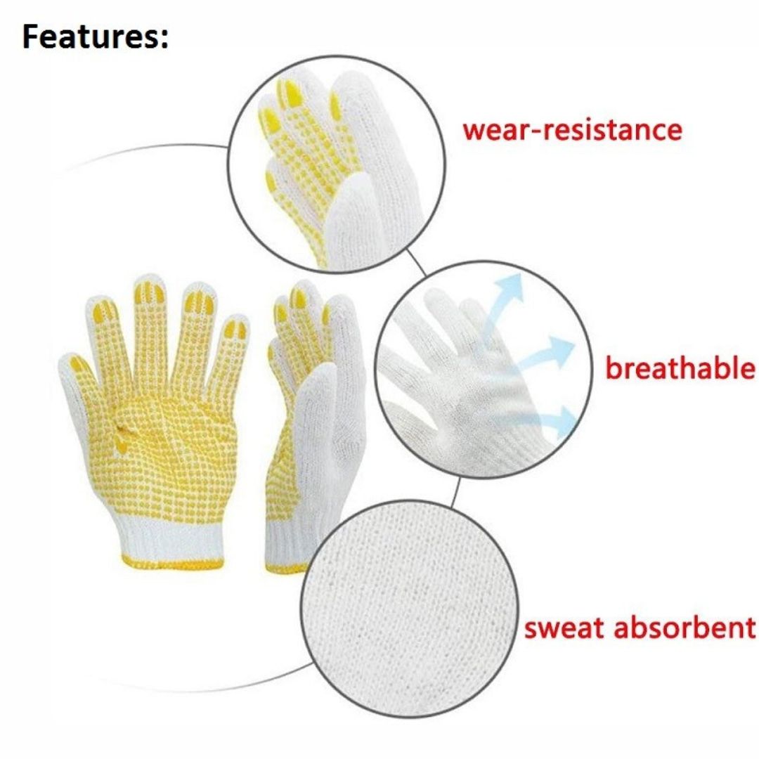 3 Pair Knitted And PVC Dotted Working Hand Gloves, Use For Workshop ...