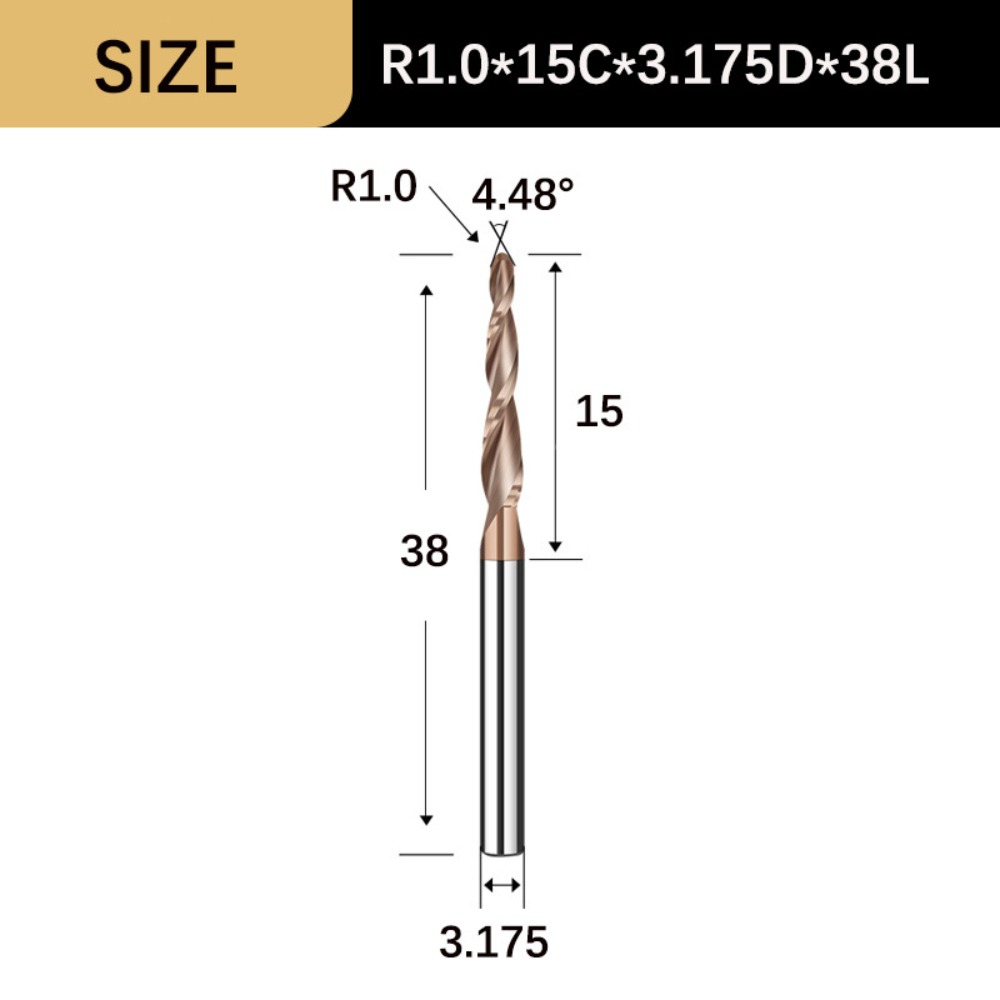 Wood Milling Solid Carbide Tapered Ball Nose End Mill Tapered Ball Nose ...