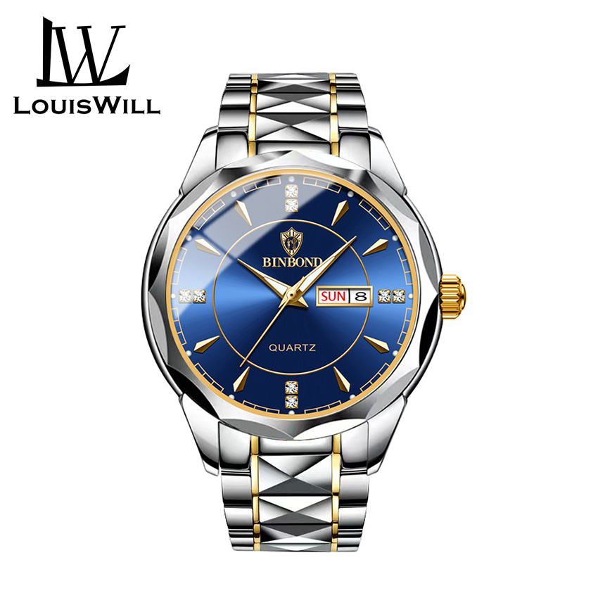LouisWill Men's Fashion Watch Quartz Watches Double Calendar Watch ...