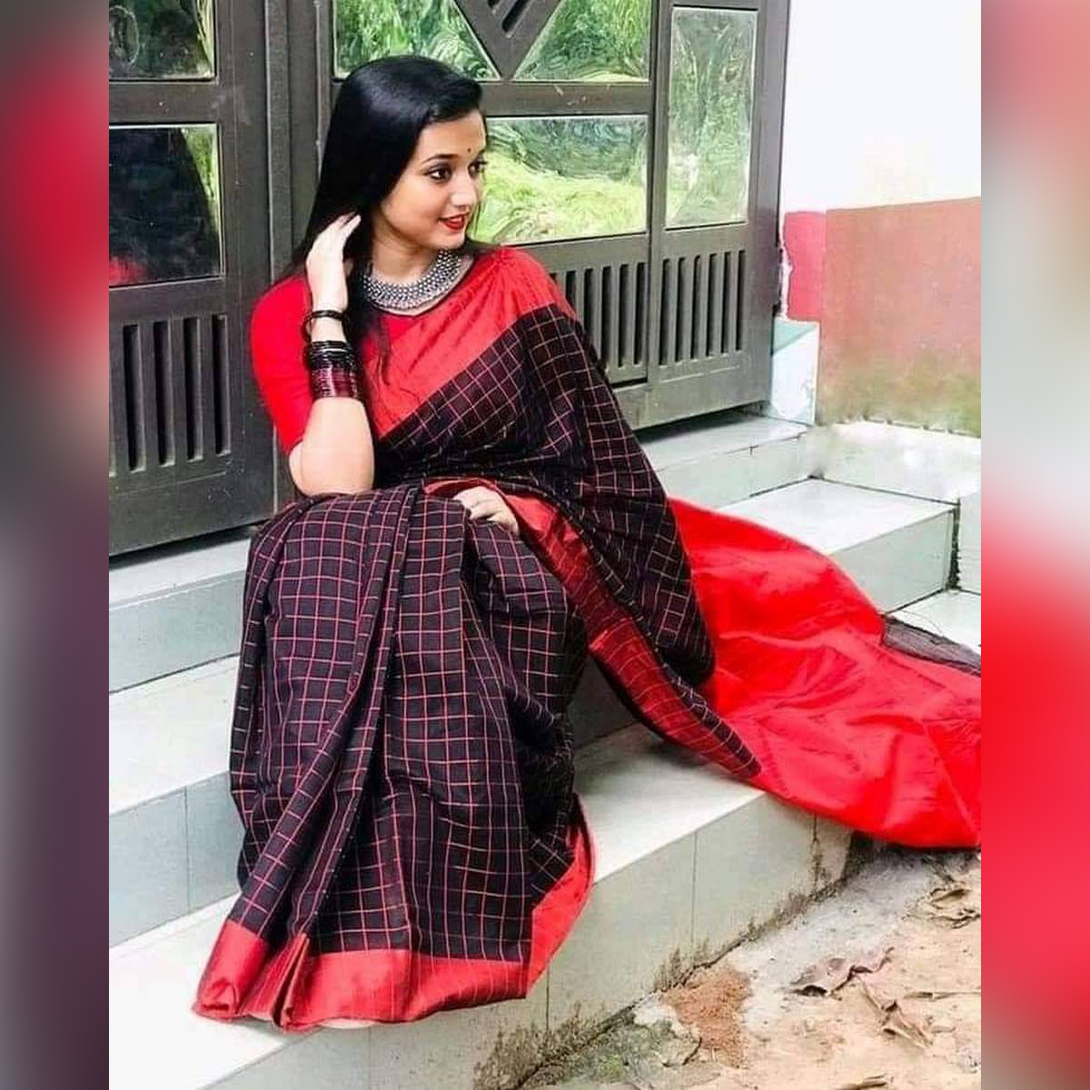 Tangail new duiyen chek saree for woman | Daraz.com.bd