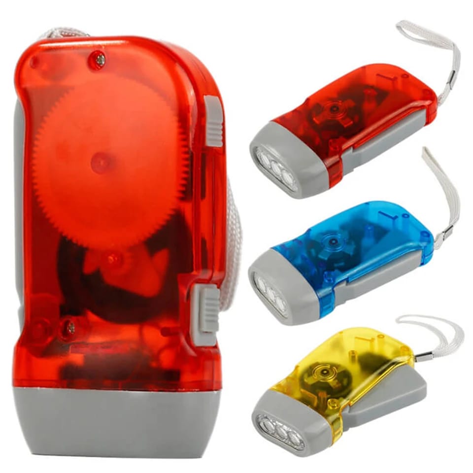 Hand Pressure Dynamo 3 LED Torch Light Battery less Crank Torch Flash ...