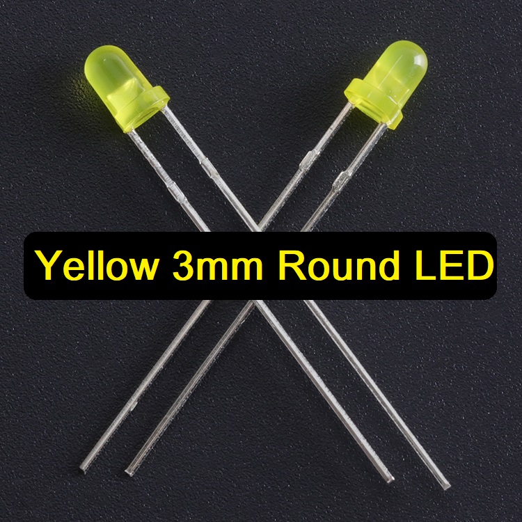 50Pcs- 3mm COLORFUL YELLOW LED 3mm Round LED Light Emitting Diode Basic ...