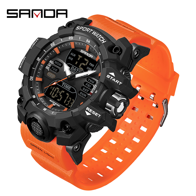 SANDA Dual Display Men Watches Waterproof Sports Watch Military Man ...