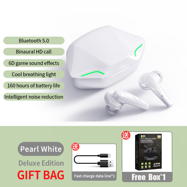 Timack® G11 Air Buds TWS Gaming Bluetooth Earphone Bluetooth 5.2 Sports ...