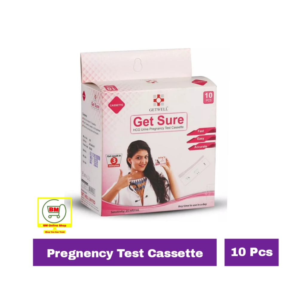 10 Pcs Get Sure Pregnancy Test Cassette Device Kit - Urine Hcg Check ...