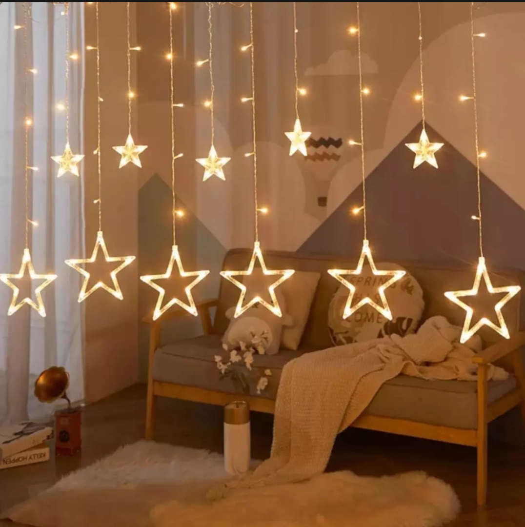 Star fairy light/curtain fairy light /porda fairy light/Golden Big Star ...