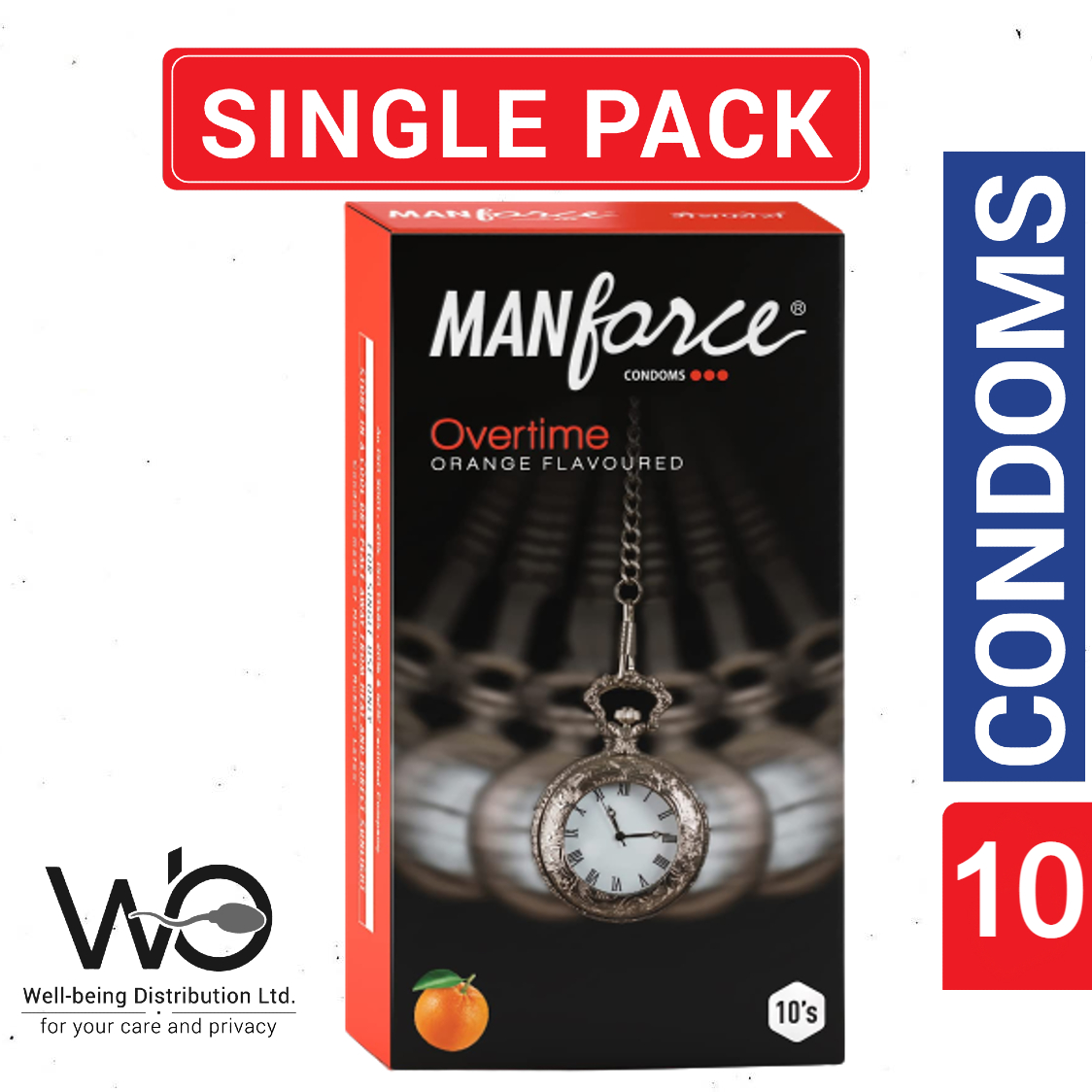 Manforce | Overtime Orange Flavor Dotted Condom For Men | 10pcs Pack ...