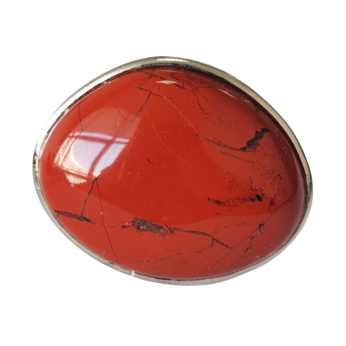 Wholesale Silver Plated Red Jasper Gemstone Rings Round Shape 25x30mm ...