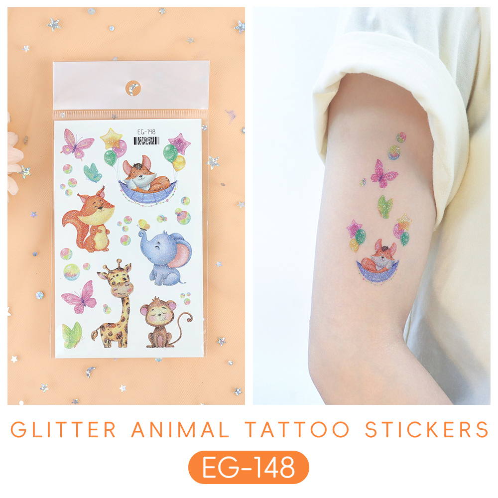 JM Sparkling Powder Tattoo Sticker Waterproof Animal Ocean Children's ...