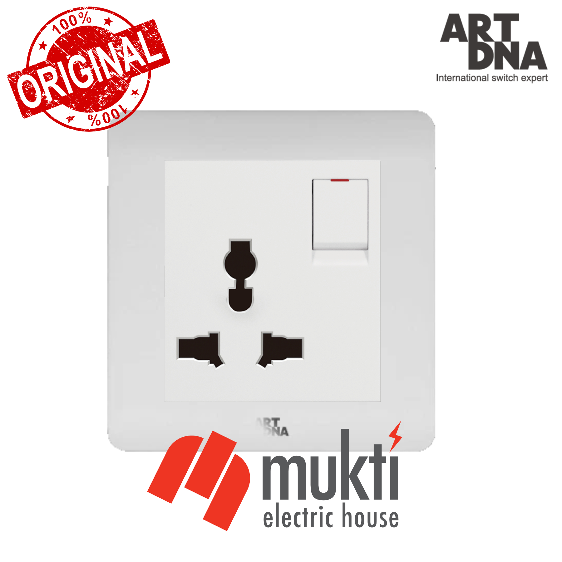 Art DNA A63 White Series 16A Three Pin Multi Universal Switched Socket ...