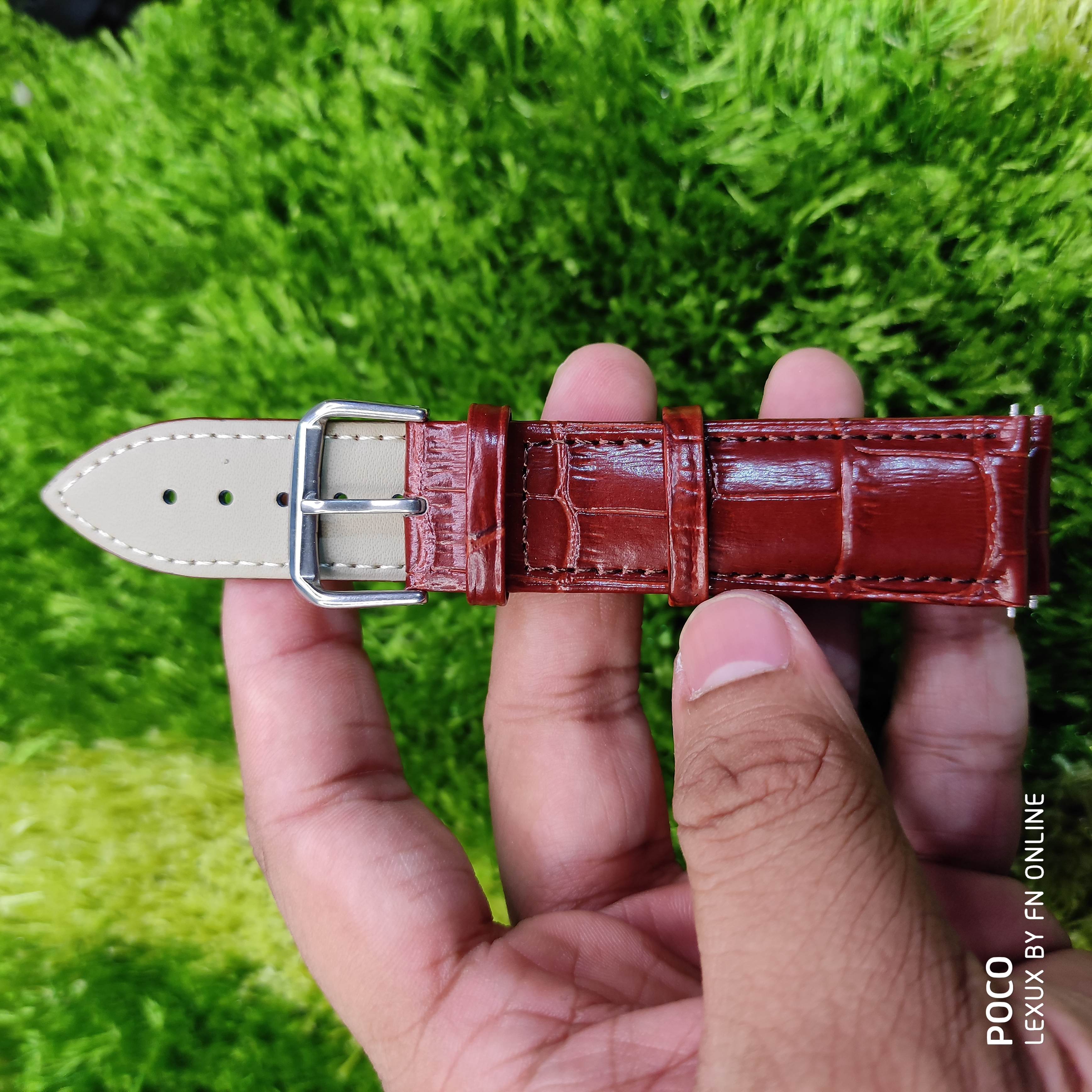 20mm Alligator Grain Embossed Leather Watch Belt Strap Band Steel ...