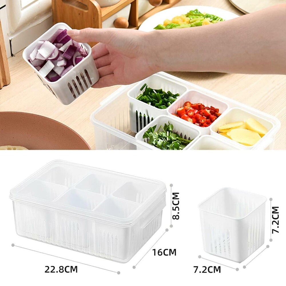 Refrigerator Storage Box 6 Grid Food Vegetable Fruit Storage Box Fridge ...