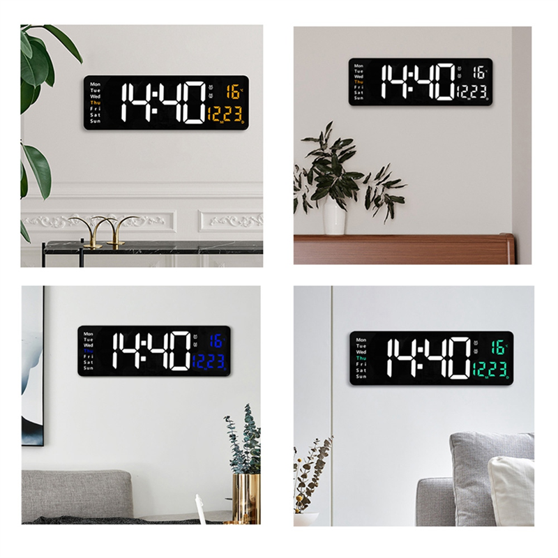 1 Piece LED Digital Wall Clock Wall-Mounted Clocks Temp Date Week ...
