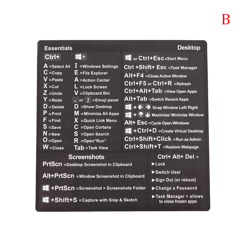 Windows Pc Reference Keyboard Shortcut Sticker Adhesive for Pc Laptop ...