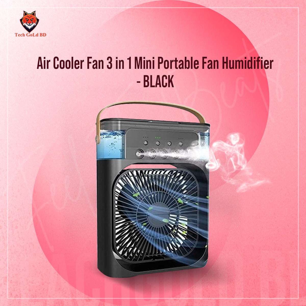 Air Cooler Fan 3 in 1 Mini Portable Fan Humidifier with 7 Colors LED ...