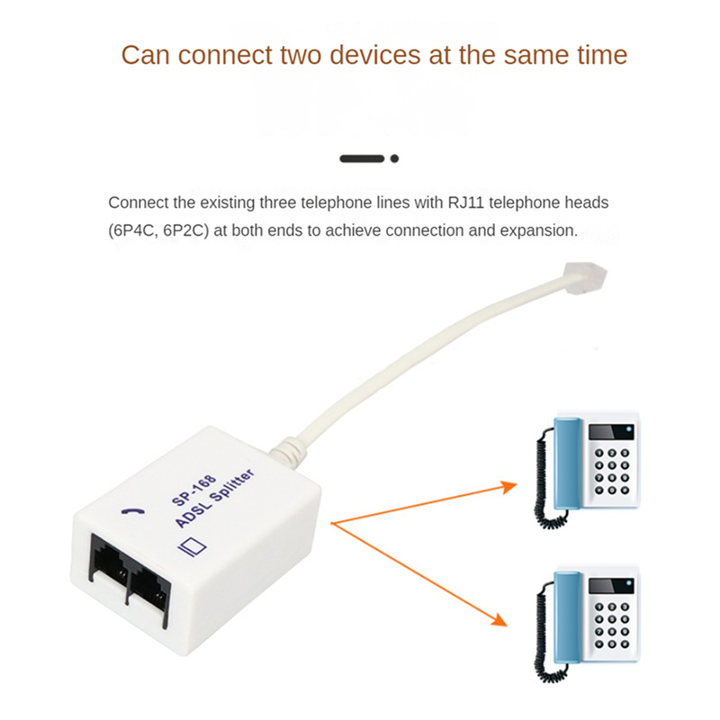 6Pcs DSL Filter Splitter ADSL Splitter for Phone Line Male to 2 Female ...