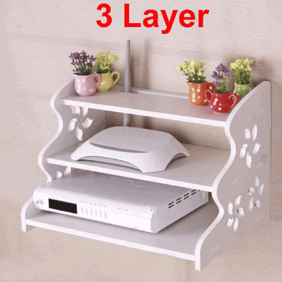 Metal Wifi Router Stand Shelf Double Layer Wall Mounted Shelf Home ...