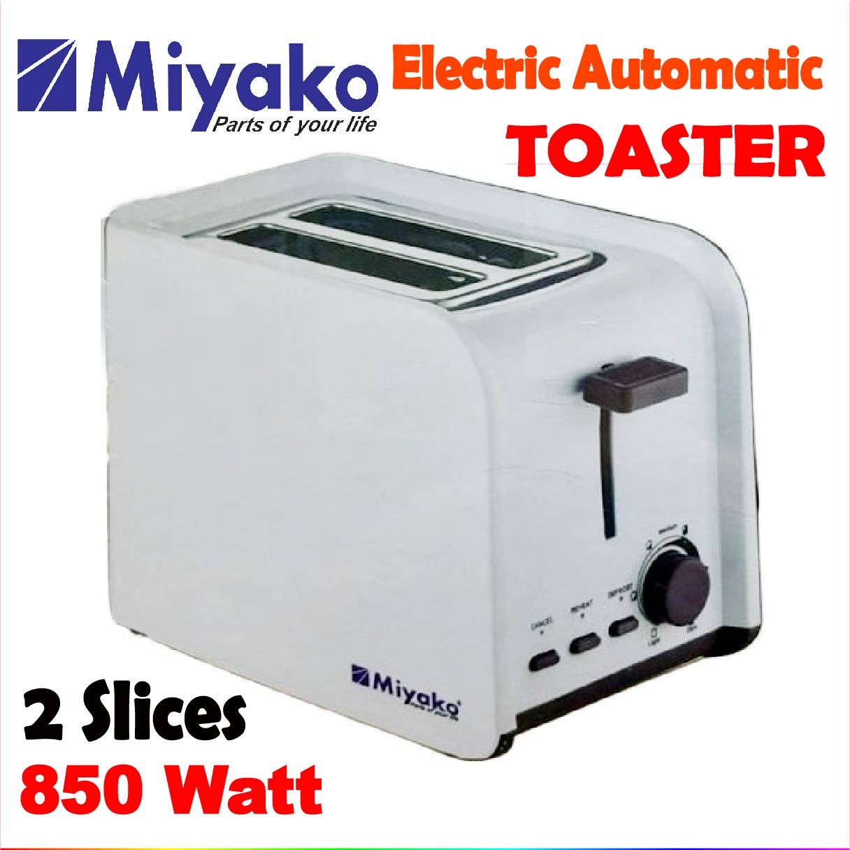 Miyako Automatic Bread Toaster with Lid | KT-2008 | 850 Watt Capacity ...