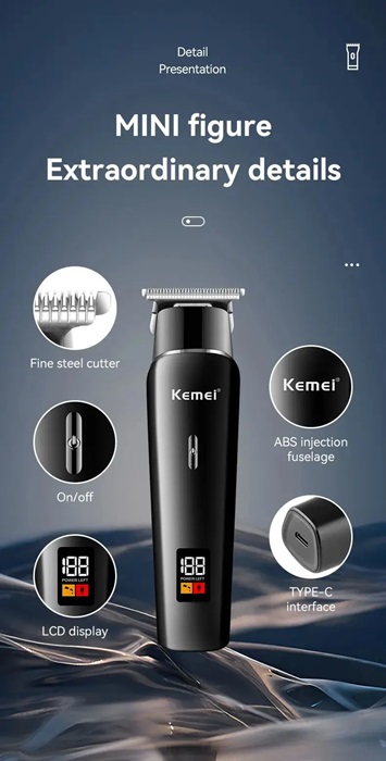 Kemei KM 1113 Professional Rechargeable Hair Clipper Beard Trimmer Hair Cutting Machine and ...