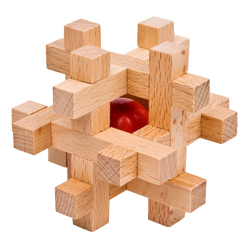 Wooden beech Kong Ming lock Luban lock set high difficulty full set ...