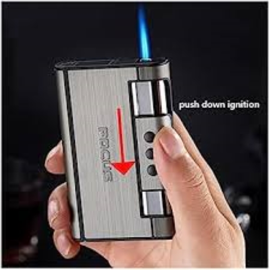 Gas Lighter Inside Cigarette Box Case Cigarettes Holder Automatic ...