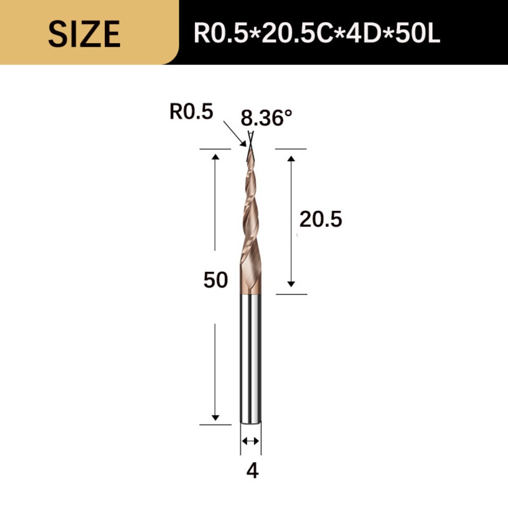 Wood Milling Solid Carbide Tapered Ball Nose End Mill Tapered Ball Nose ...