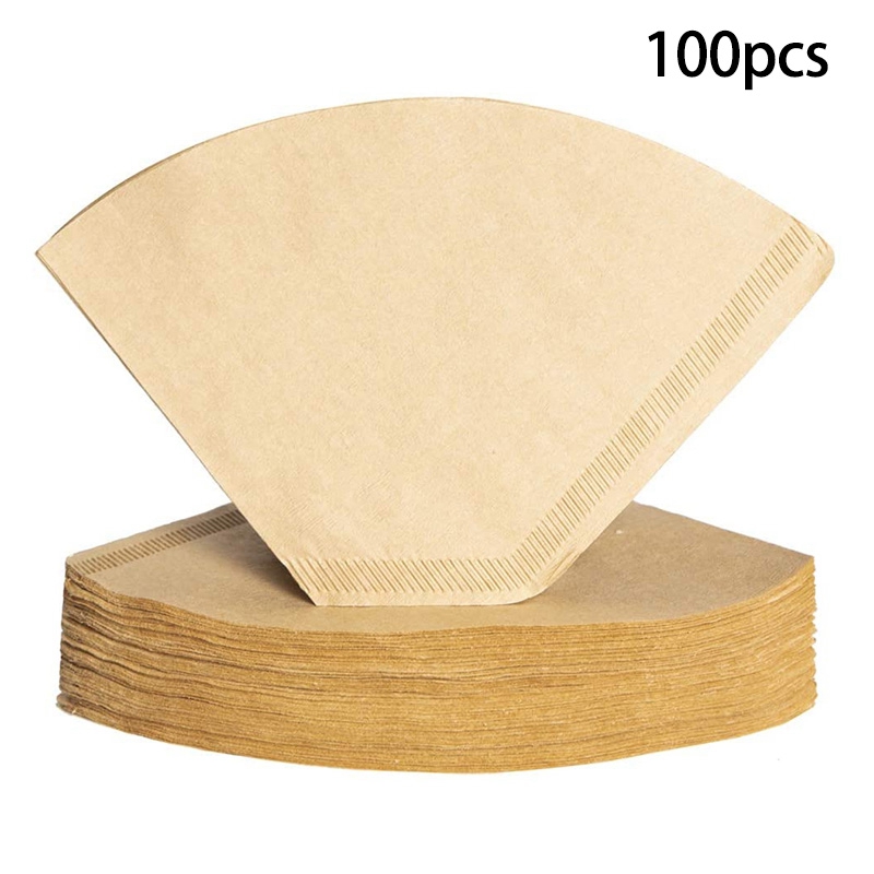 100Pcs Coffee Filters Disposable Cone Paper Coffee Filter Natural ...