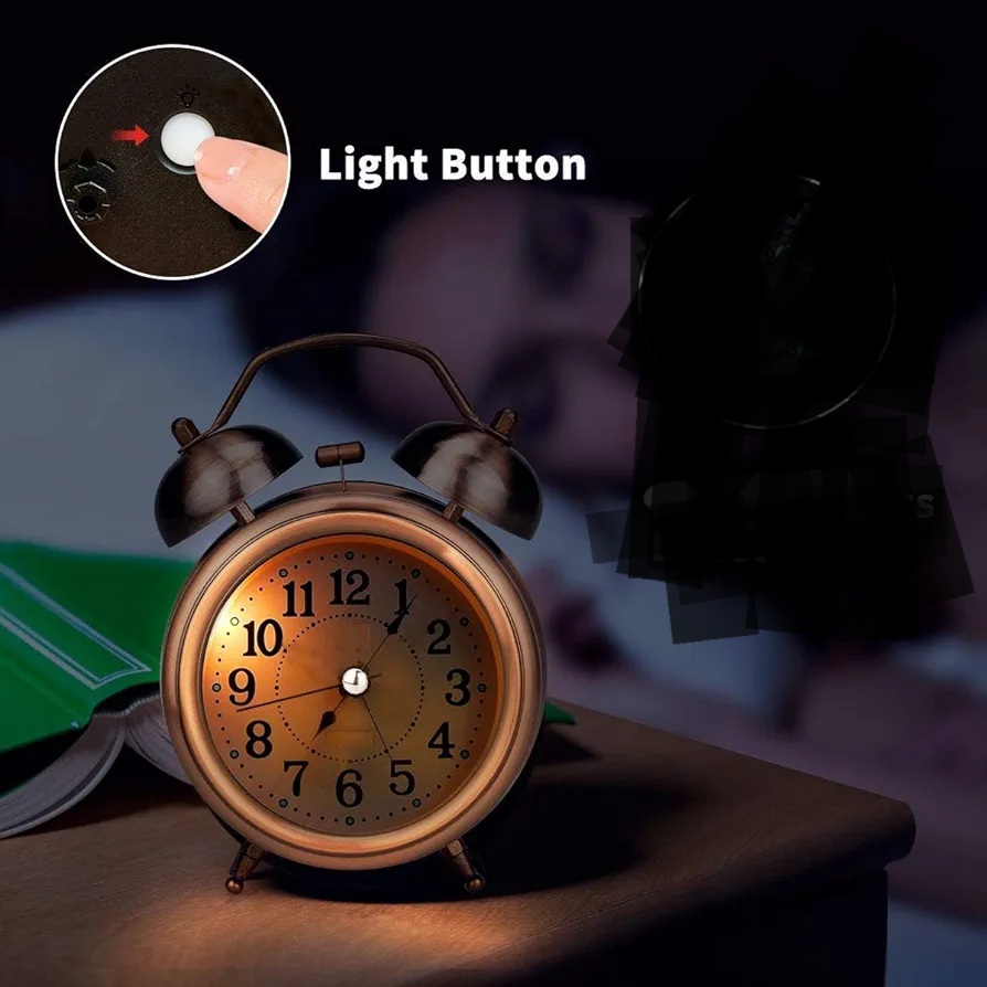 Loud Alarm Clock for Heavy Sleepers, Bedside Alarm Clock, Metal ...