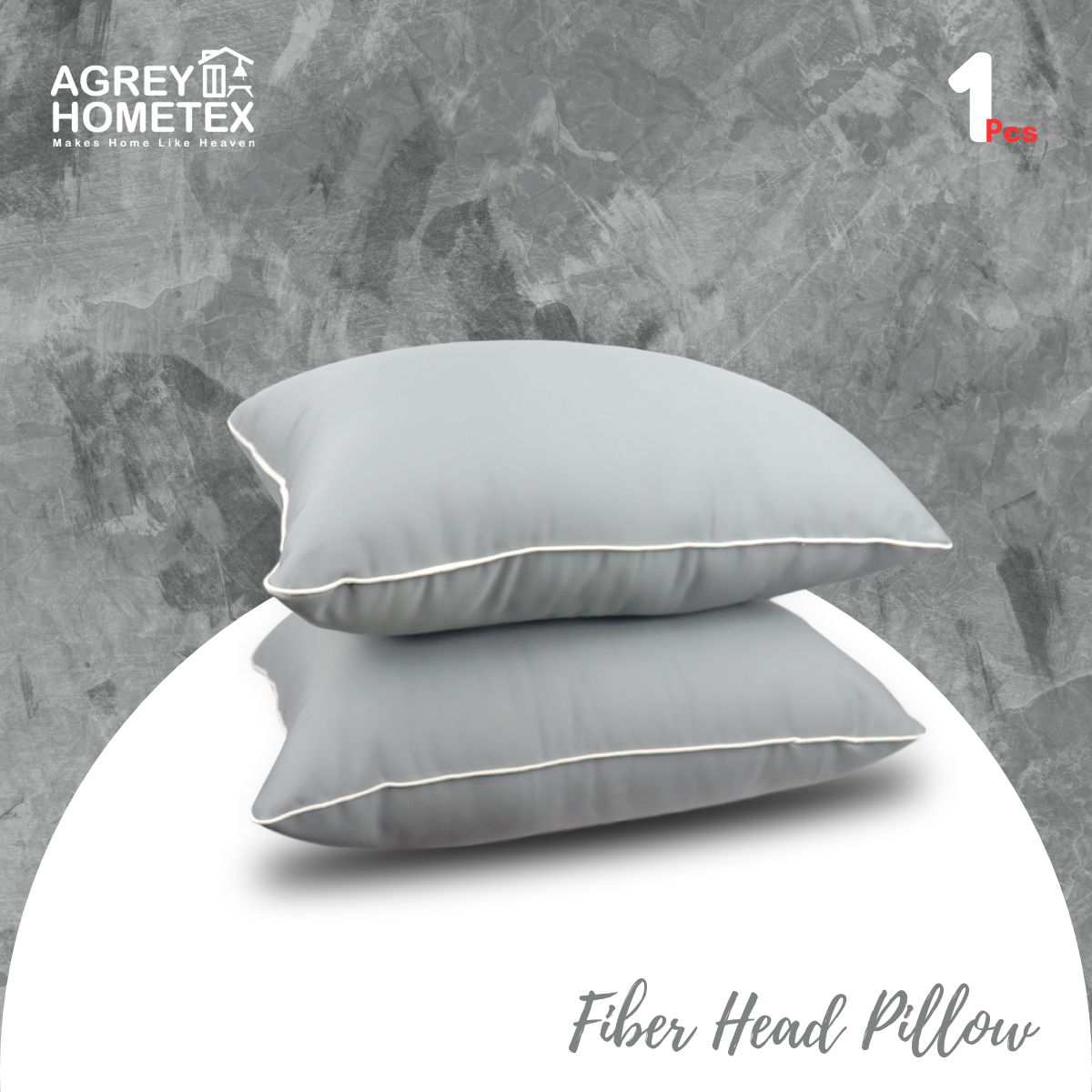 Fiber Head Pillow, Cotton Fabric, Ash Color (18"x28"), 1 Pcs | Daraz.com.bd