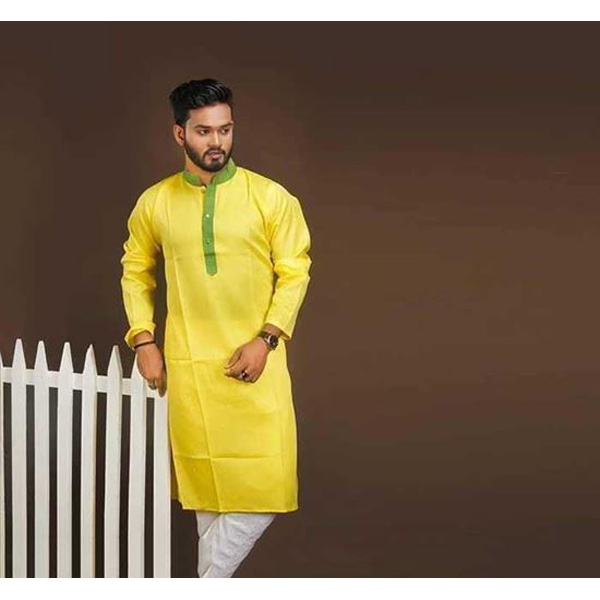 Yellow Cotton Exclusive Long Sleeve Panjabi for Men - Panjabi - Panjabi ...