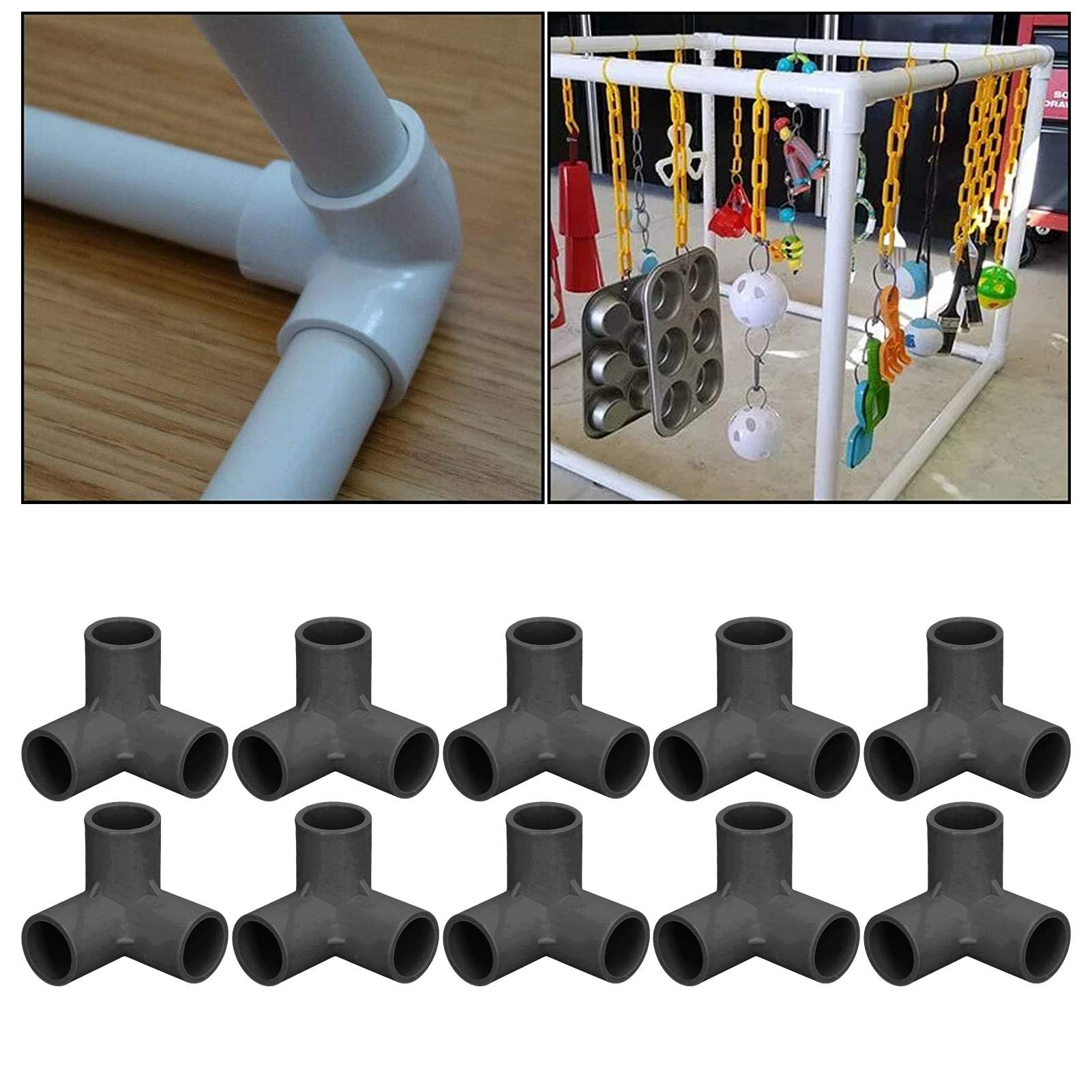 PVC Corner Connector, 3 Way Pipe Fittings High Gloss Finish 10PCS ...