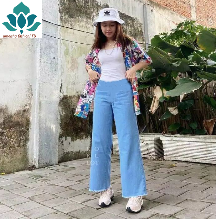 Denim Plazzo pant Stylish new Trendy look Jeans Pant For Women | Daraz ...