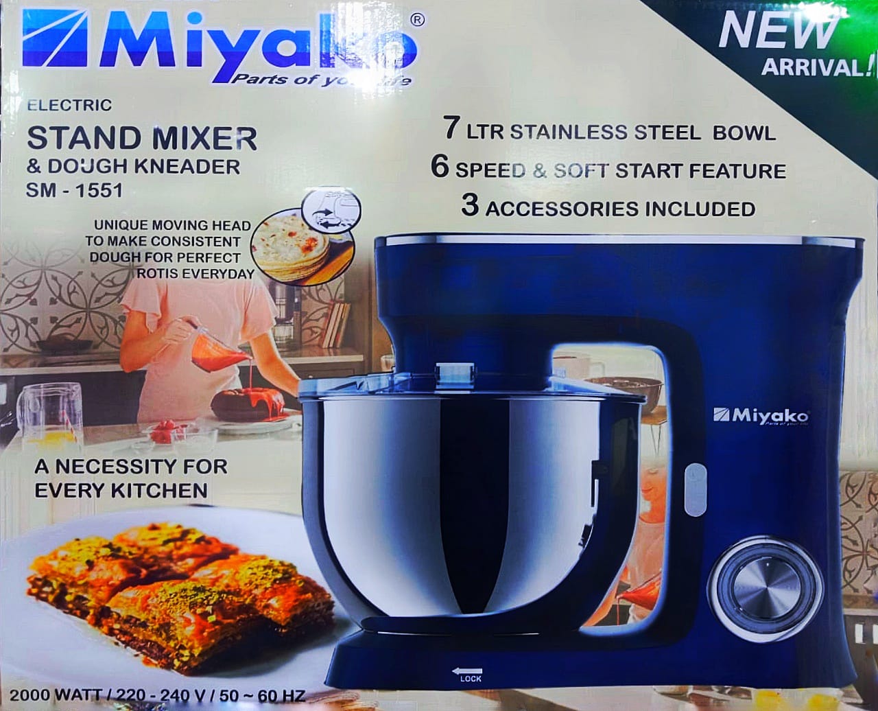 Miyako SM1551 - 7-Liter Stand Mixer with 2000W Power - Unleash Culinary ...