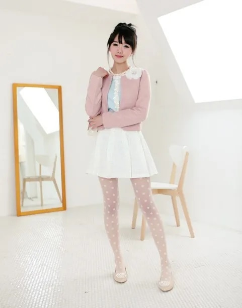 Summer Women Tights Japanese Circle Print Dot Nylon Pantyhose Female ...