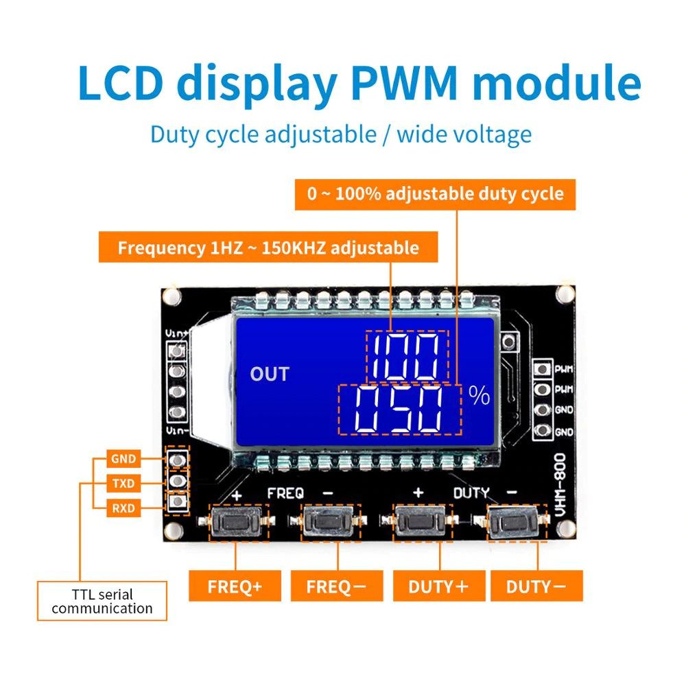 Pwm Pulse Frequency Duty Cycle Adjustable Module Lcd Display 1Hz-150Khz ...